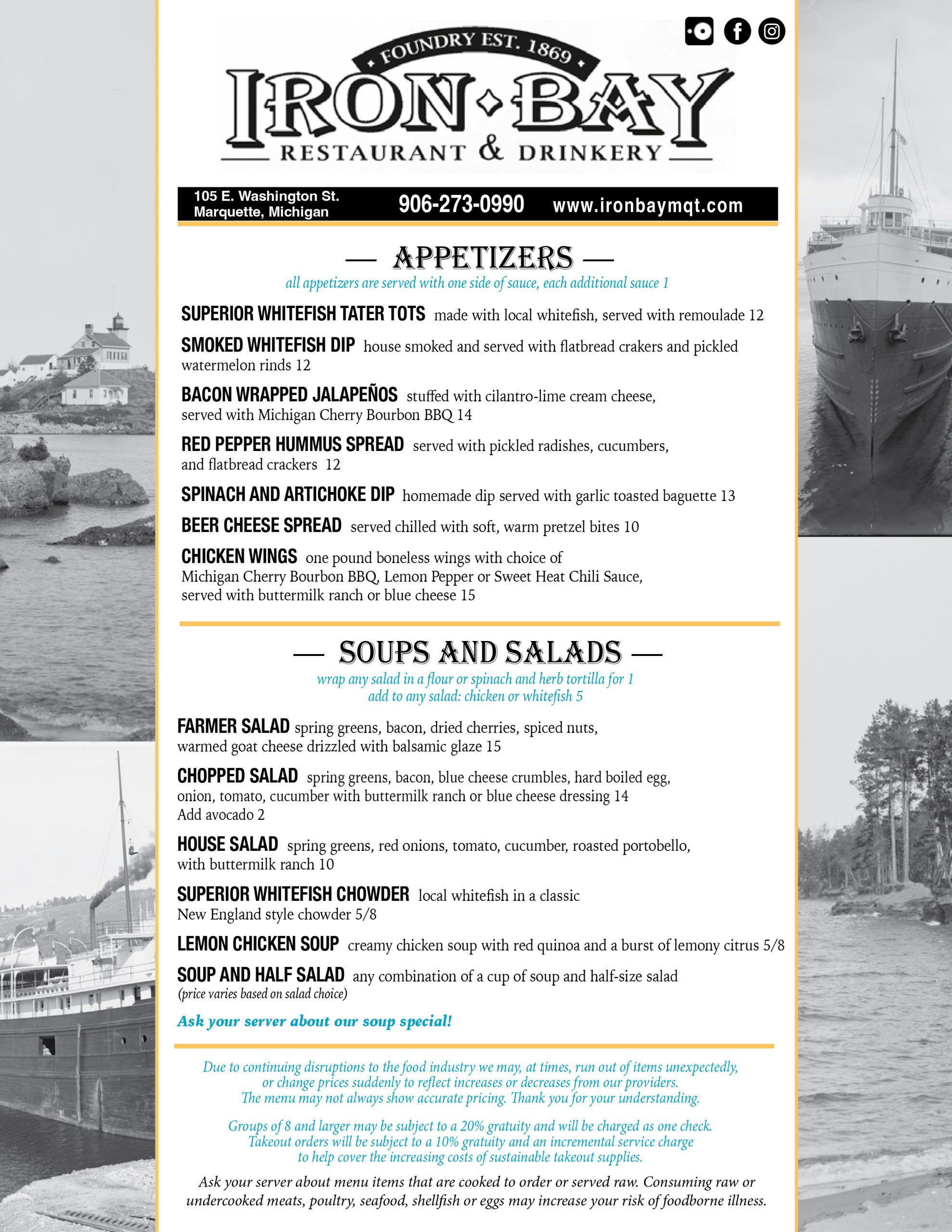 Menu - Iron Bay Restaurant & Drinkery